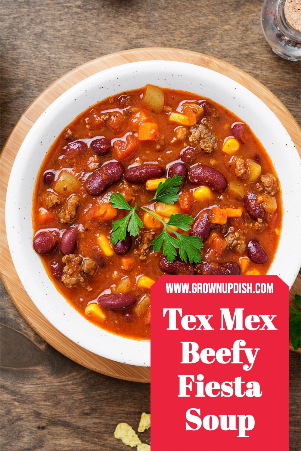 Tex Mex Beefy Fiesta Soup • GrownUp Dish